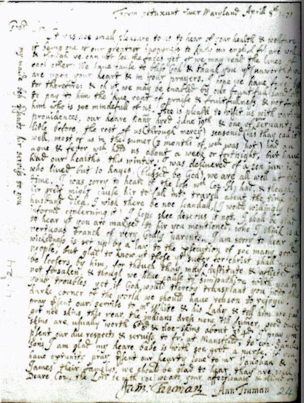 A Rare Letter – Historic St. Mary's City - A Museum of History ...